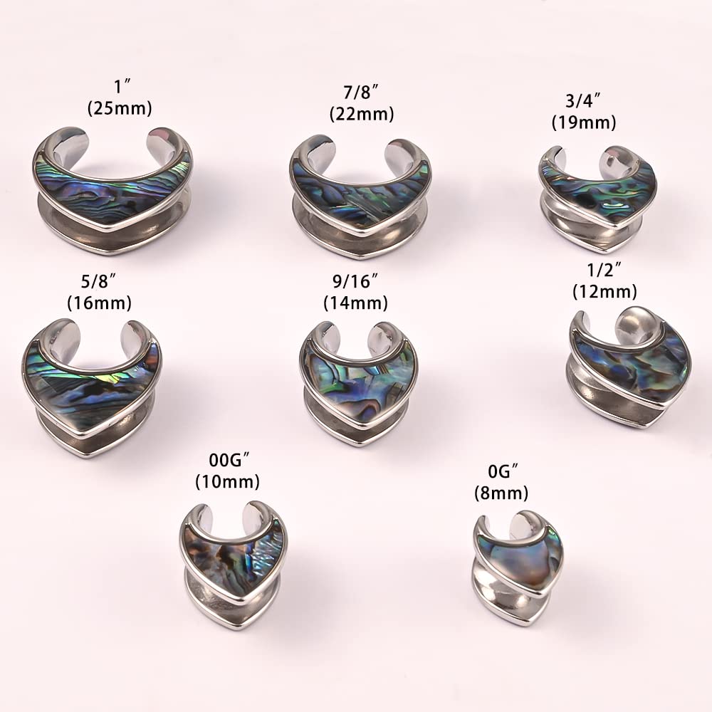 Atomhole (0g-1" Conch Shell Saddle Ear Plugs Tunnels 316 Stainless Steel Ear Gauges Hypoallergenic Earrings Expander Body Piercing Jewelry 2PCS (12mm(1/2"), Black)