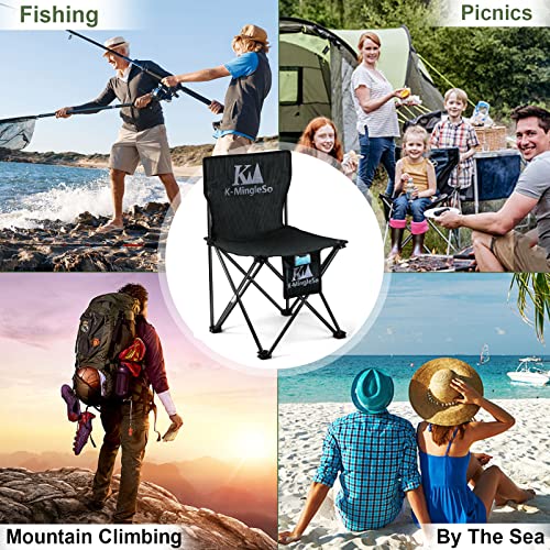 K-MingleSo Upgraded Camping Chair with Front and Large Back Pocket, Lightweight Portable Folding Chair for Fishing Hunting BBQ Travel Picnic Backpacking
