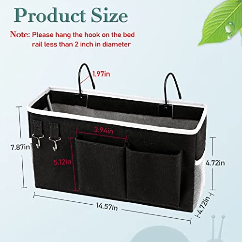 Creproly Bedside Caddy/Hanging Storage Bag for Headboards Bunk Hospital Beds Dorm for Storage Books, Keys, Mobile Phones (Black)