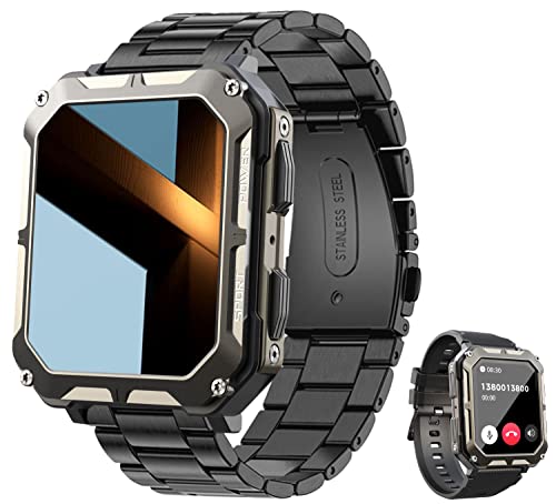 𝑭𝑰𝑳𝑰𝑬𝑲𝑬𝑼 𝑴𝒊𝒍𝒊𝒕𝒂𝒓𝒚 𝑺𝒎𝒂𝒓𝒕 𝑾𝒂𝒕𝒄𝒉 𝑴𝒆𝒏 Bluetooth Call Ip68 Waterproof Fitness Smart Watches Heart Rate Blood Pressure Smart Watch Black Steel Man Smartwatches for Android iOS