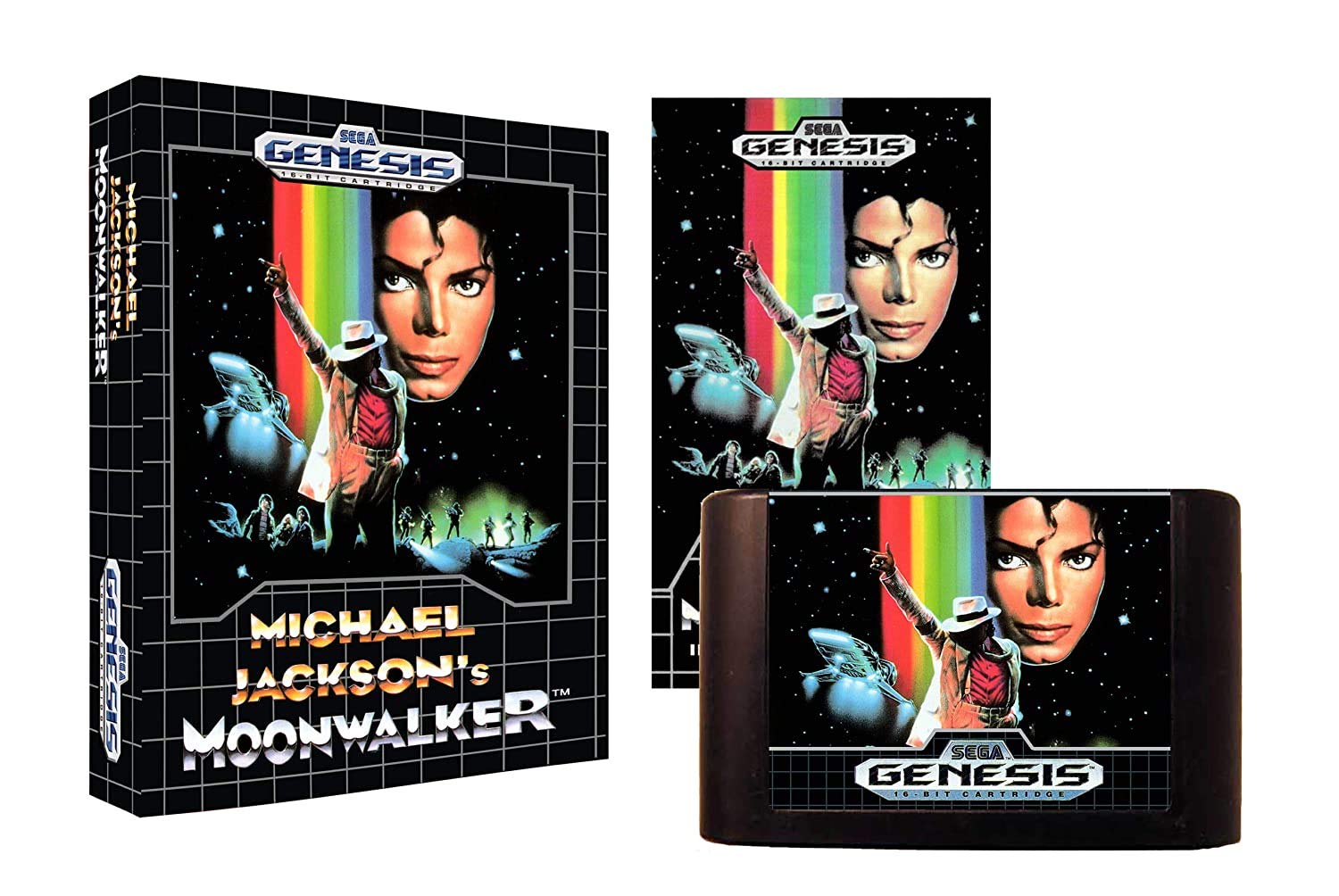 Michael Jackson’s Moonwalker (Sega Genesis / Megadrive) – Reproduction Video Game Cartridge with Clamshell Case and Manual