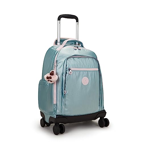 Kipling New Zea Metallic 15" Laptop Rolling Backpack Fairy Green Met