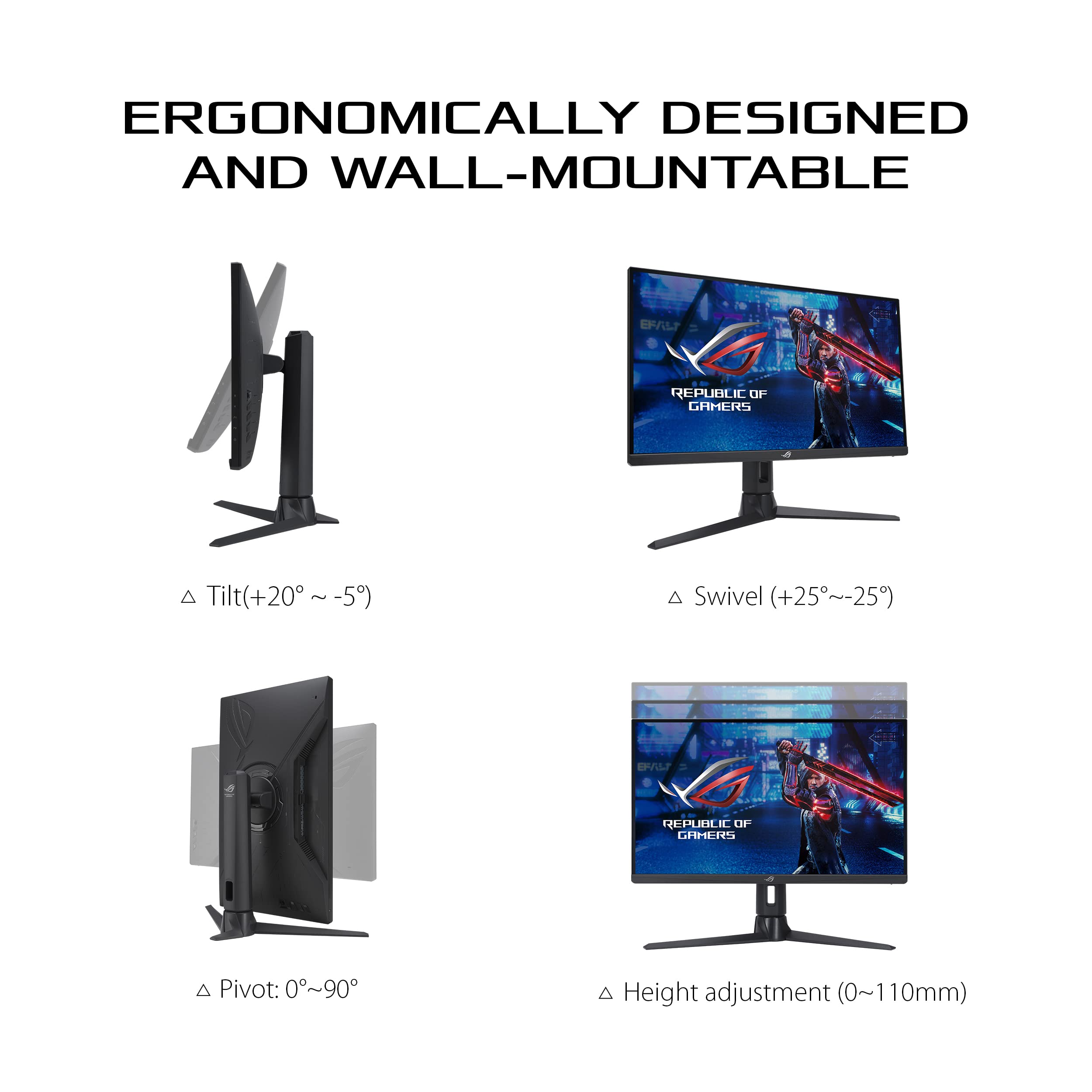 ASUS ROG Strix 27β 1080P Gaming Monitor (XG276Q) - Full HD, IPS, 170Hz, 1ms, Extreme Low Motion Blur, FreeSync Premium technology, DisplayPort, HDMI, Tripod socket for Webcam, DisplayHDR400, BLACK