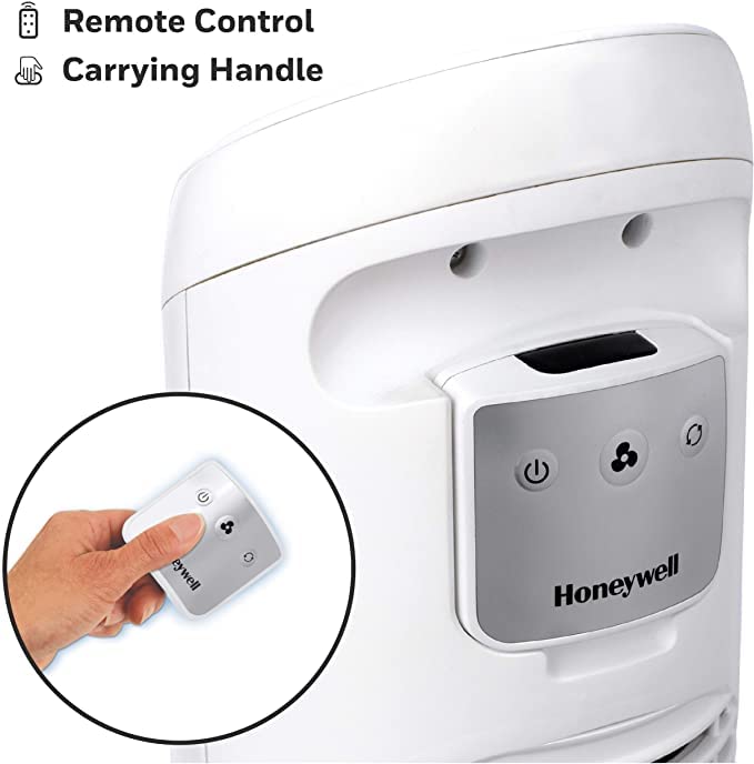 Honeywell QuietSet Oscillating Electric Tower Stand Fan 40β, Powerful and Quiet 5-Speeds with Remote Control, White - HYF260W (Renewed)
