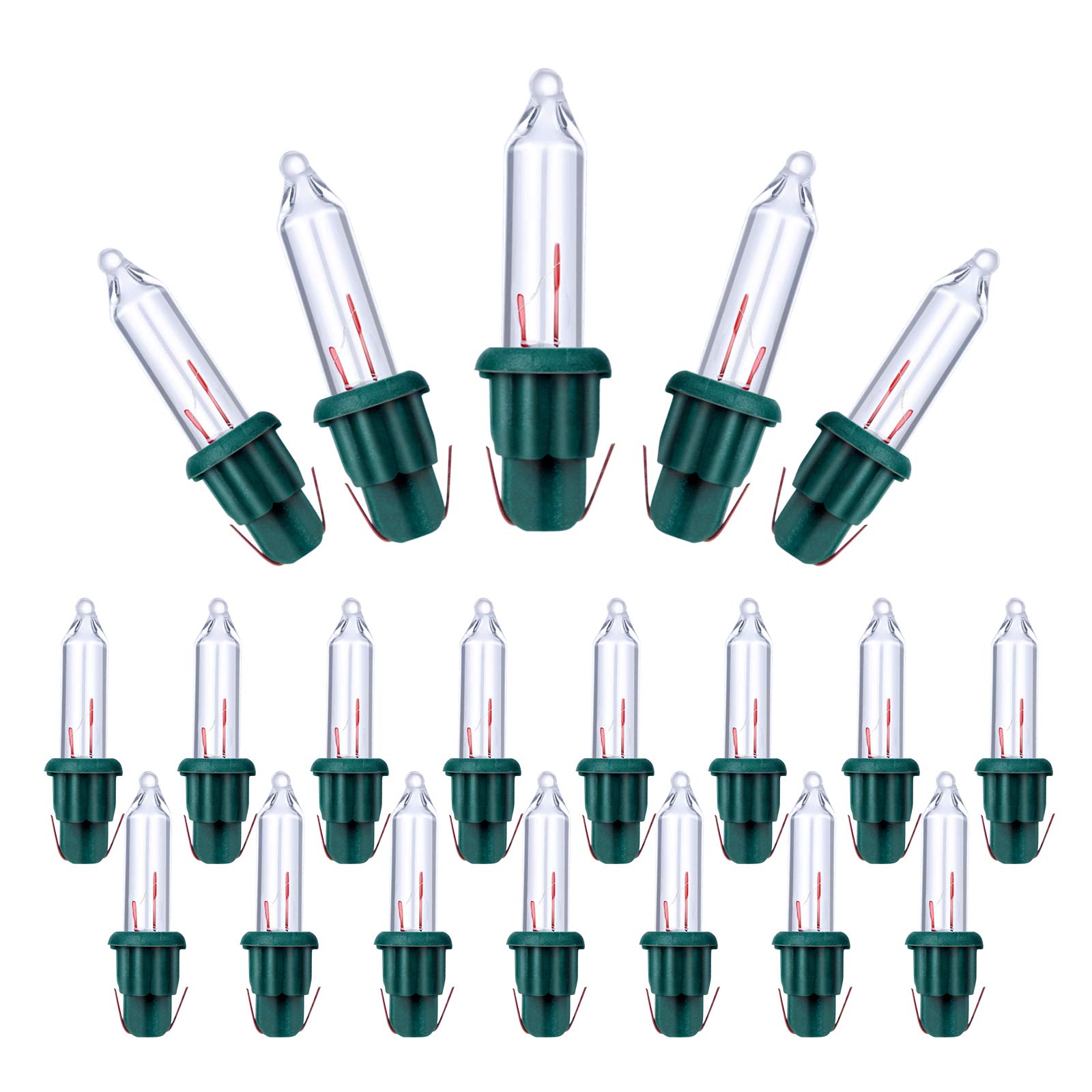 Brightown Christmas Lights Replacement Mini Bulbs 2.5 Volt 200 Count Glass Incandescent Green Base for Xmas String Lights Outdoor Indoor Holiday Party Decor, Warm White