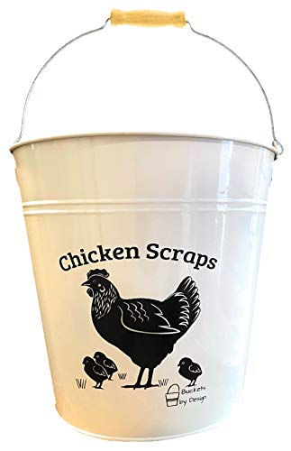 Chicken Scraps Bucket to collect your leftover food to feed your hens, roosters, feathered ladies, chicken friends chicks, free-ranged chickens, roos, or whatever you call your chickens (Chicken)