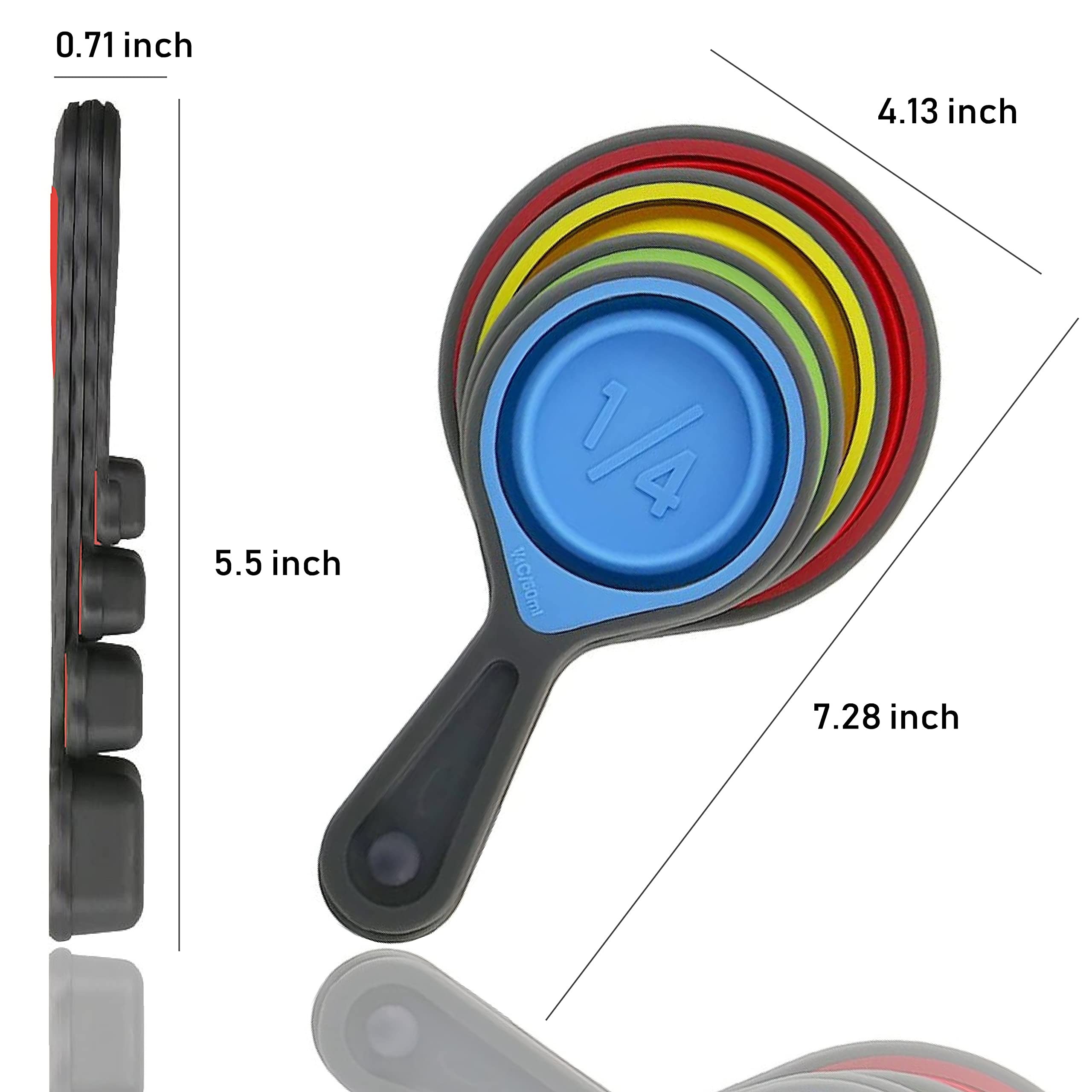Collapsible Silicone Soft Measuring Cups and Measuring Spoons,8 pieces Portable Food Grade Silicone Measurement Cup for Liquid & Dry Measuring Baking &Utensils & Travel Measuring Cup,space saver