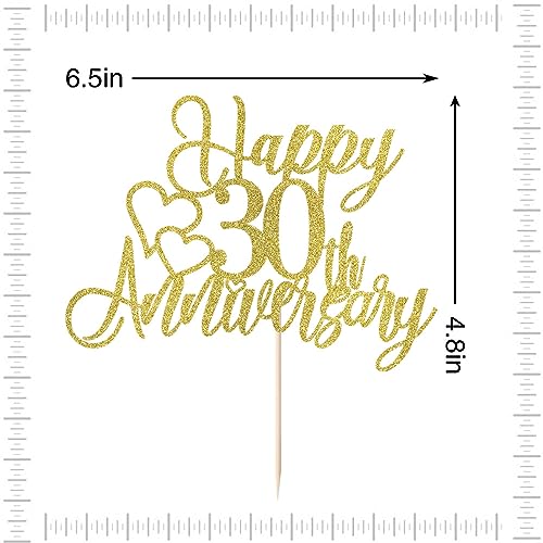 Crseniny 30th Anniversary Cake Topper,Company 30 Anniversary Party Decorations,30th Birthday, 30th Wedding Anniversary/Pearl Wedding Party Decoration supplies(30 Gold Glitter)