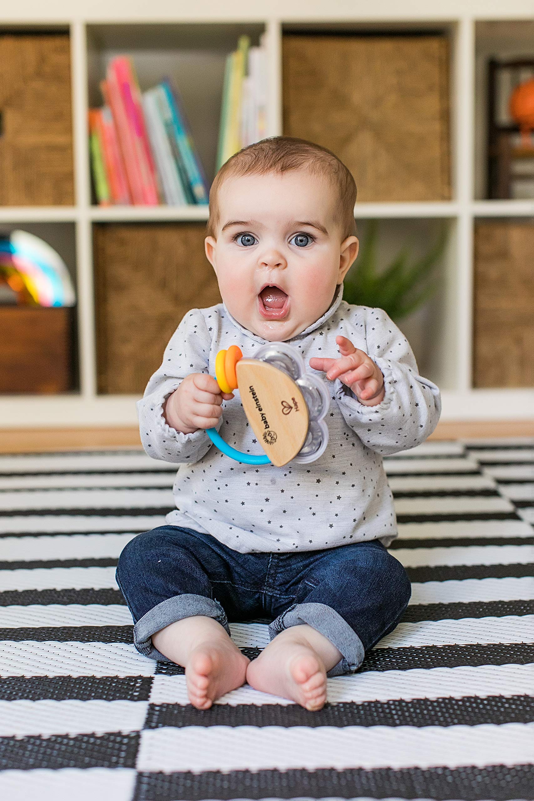 Baby Einstein Tiny Tambourine Wooden Musical Toy, Ages 3 months +