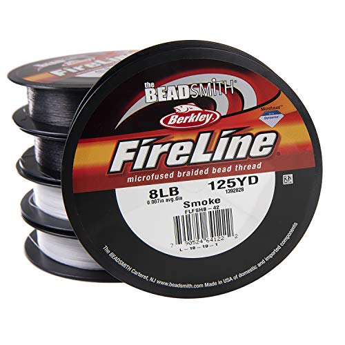 The Beadsmith Fireline by Berkley β Micro-fused Braided Thread β 8lb. Test, .007β/.17mm Diameter, 125 Yard Spool, Smoke Grey β Super Strong Stringing Material for Jewelry Making and Bead Weaving