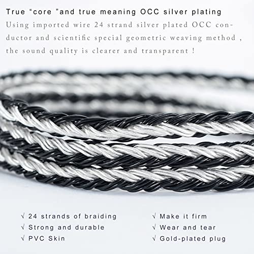 FEDAI Audio Earphone Cable 24 Core Silver Plated Replacement Cable, MMCX Detachable Earphone Cable Replacement Earphone Wire for Shure 846 535 215 315 425 MAGAOSI K5 LZA4 A5 (3.5mm, MMCX)