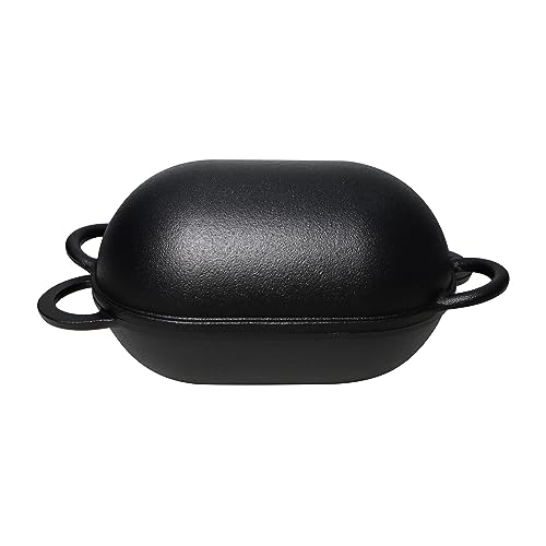 Crucible Cookware Cast Iron Bread Pan with Lid (Pre-Seasoned) with Loop Handles – Oven Safe Form for Baking and Cooking, Artisan Bread Kit - Loaf Pan