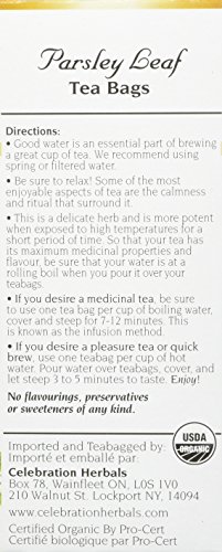 Celebration Herbals Organic Parsley Leaf Tea Caffeine Free, 24 Herbal Bags