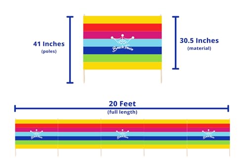 BEACH FENCE Premium 20 ft Beach Windscreen, Privacy Screen, Wind Blocker - Beach Colors, Free Rubber Mallet and Carry Bag Included