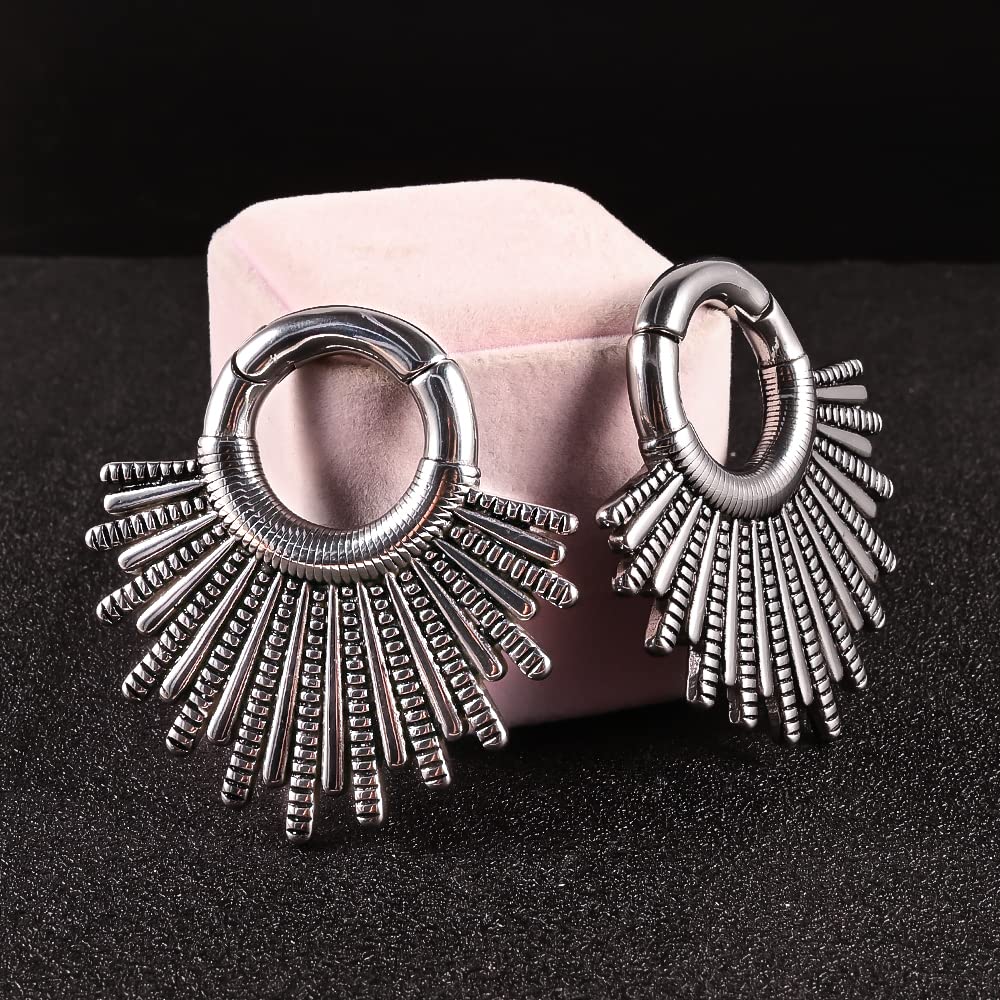 Atomhole Cool Ear Hangers Weights Gauges 2PCS Hypoallergenic Ear Tunnels Plugs 316 Stainless Steel Earrings Expanders Stretchers Piercing Body Jewelry