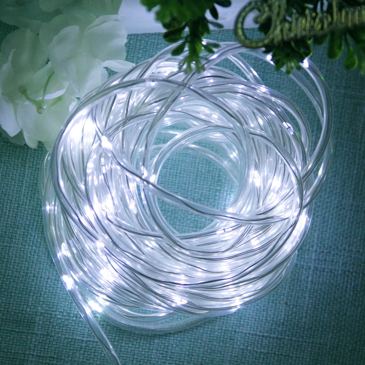 Lalapao Rope Lights 2 Pack Solar Powered Xmas String Lights 120 LED Christmas Fairy Decor Lighting with 8 Modes for Outdoor Indoor Tree Garden Patio Lawn Holiday Bedroom Wedding Waterproof (White)