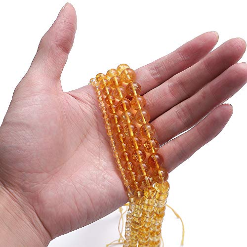 BEADIA Natural Yellow Quartz Crystal Stone Round Loose Semi Gemstone Beads for Jewelry Making 6MM 61PCS
