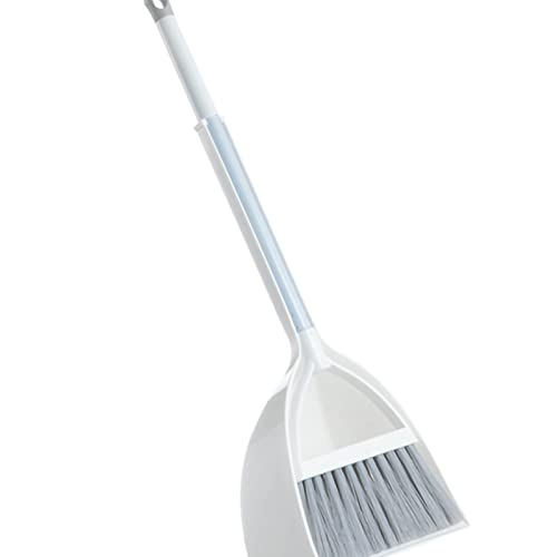 FLUSTDER Kids Dustpan Set Soft Fur Plastic Small Broom Dustpan for Baby Kids Toys Kindergarten (Grey White)