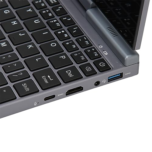 BROLEO 8 Inch Laptop, 100‑240V Mini Laptop Computer LPDDR5 12GB RAM 1.9MP Fullfeatured Portable Camera 180 Degree Flip Touch Screen with Stylus (12GB+256GB US Plug)