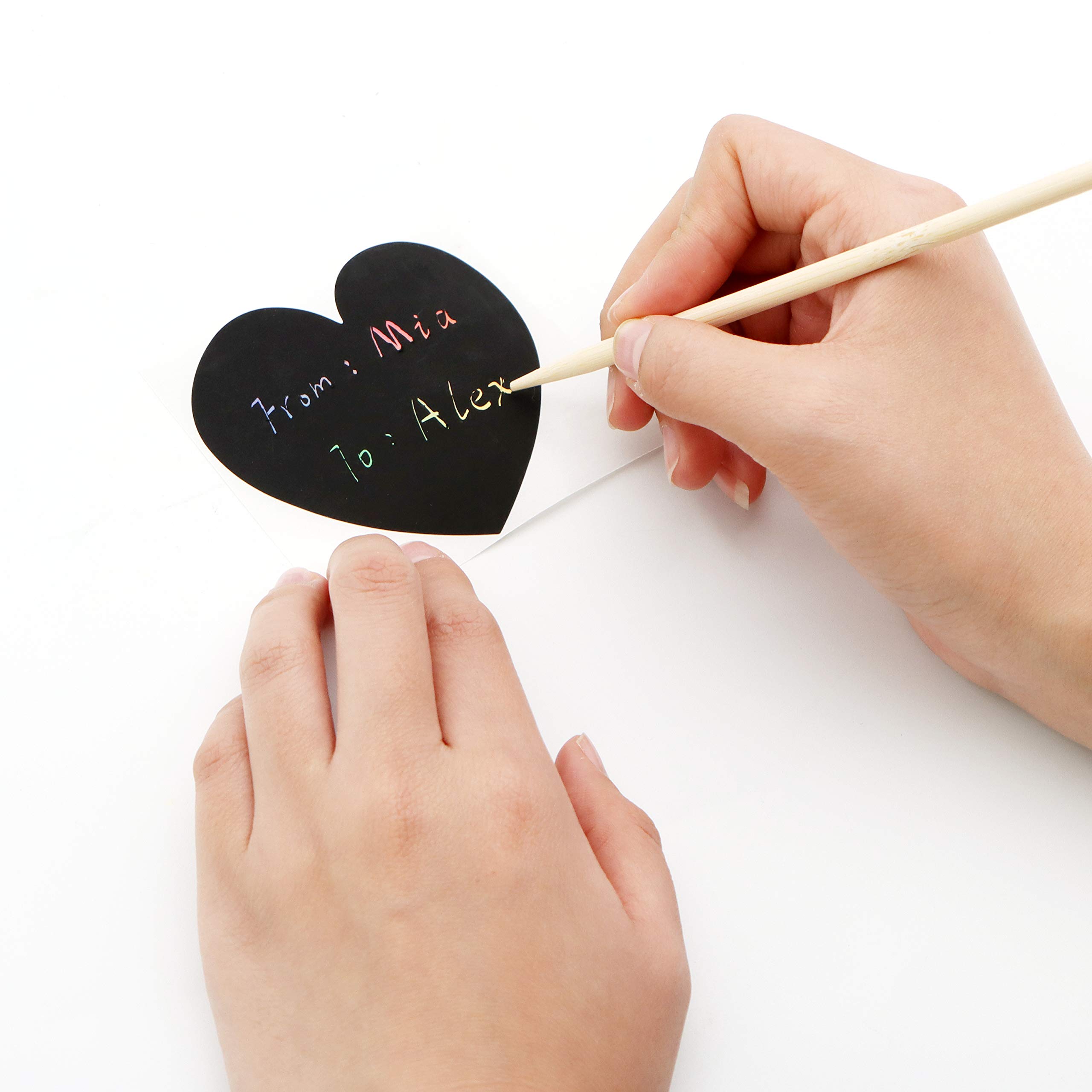 JOYIN Valentines Day Gift Cards in Heart Shape Scratch Sticker Roll, Art and Craft for Kids Party Favor, Classroom Exchange Prizes, Valentine’s Greeting Cards