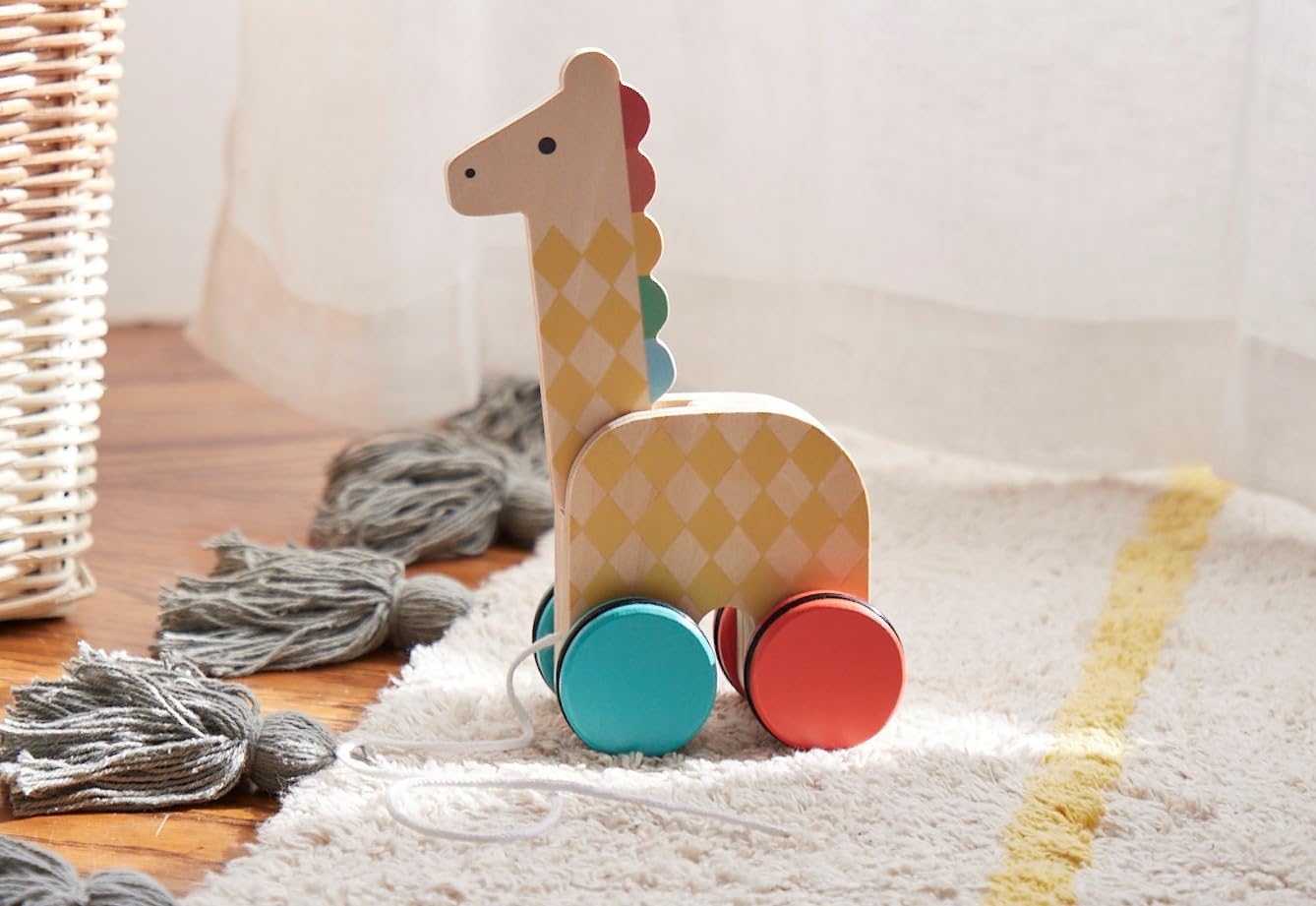 Petit Collage On-The-Go Giraffe Wooden Pull Toy