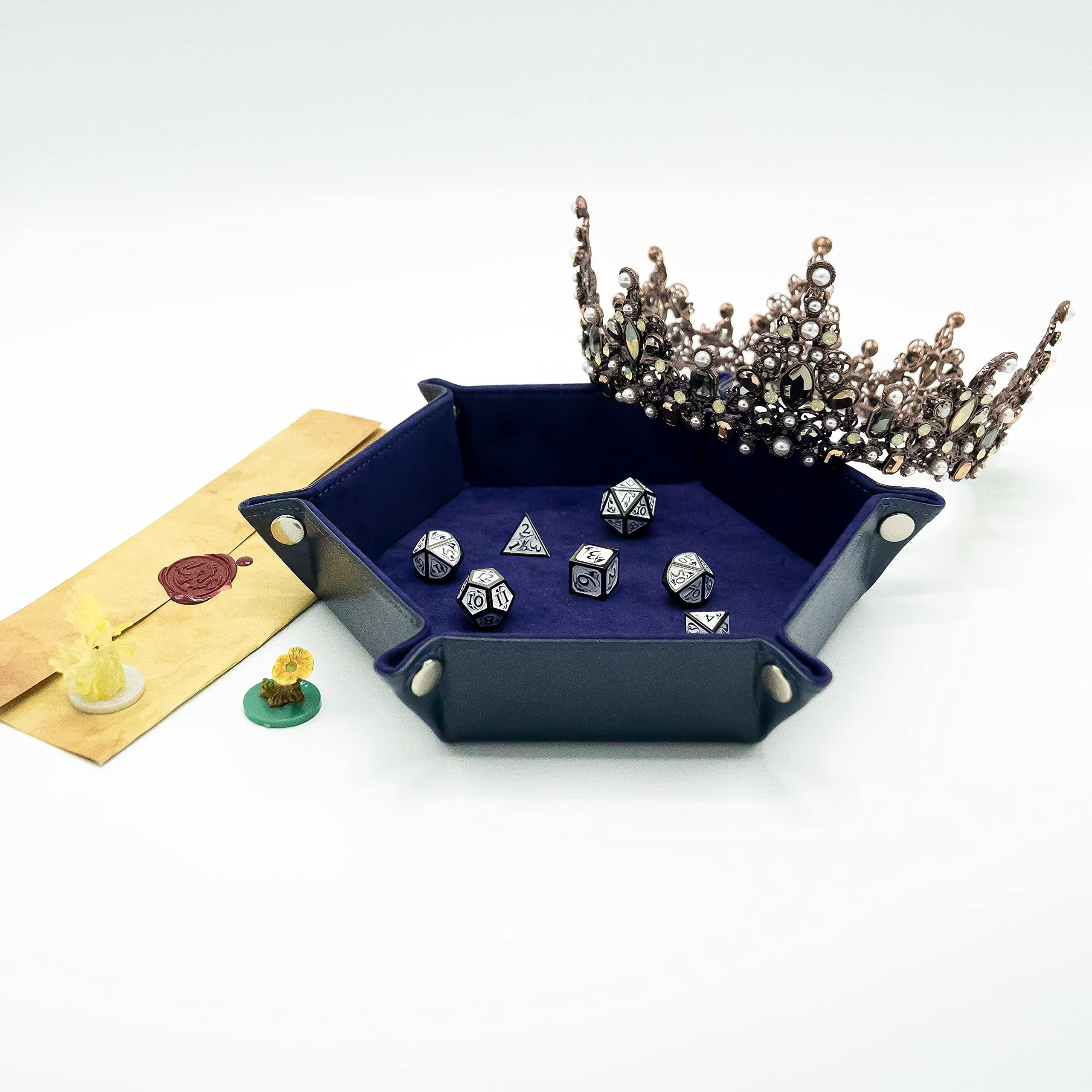TINY GREMLIN - Dice Tray - Purple Hexagonal Collapsible PU Leather Dice Rolling Tray for Tabletop Role Playing Games Including Dungeons and Dragons (DND - D&D), Pathfinder, and Others