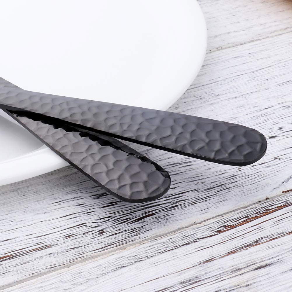 Bisda Salad Spoon and Fork Set, 12 Inch Stainless Steel Salad Server, Black Serving Utensils, Dishwasher Safe, Pack of 2