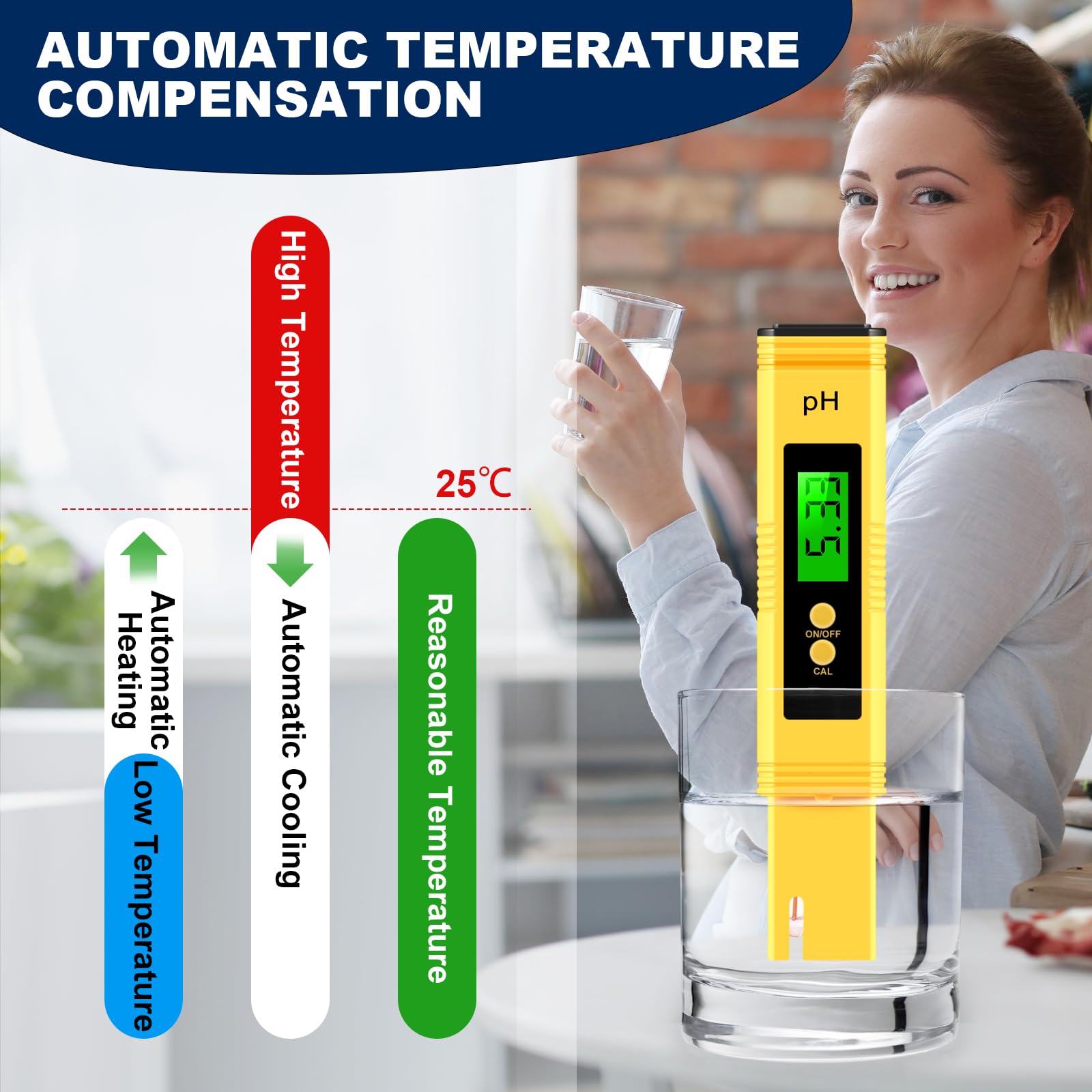 Digital pH Meter, pH Meter for Water, 0-14 pH Measurement Range pH Tester, 0.01 High Precision Water Quality Tester with ATC for Drinking Water Pool