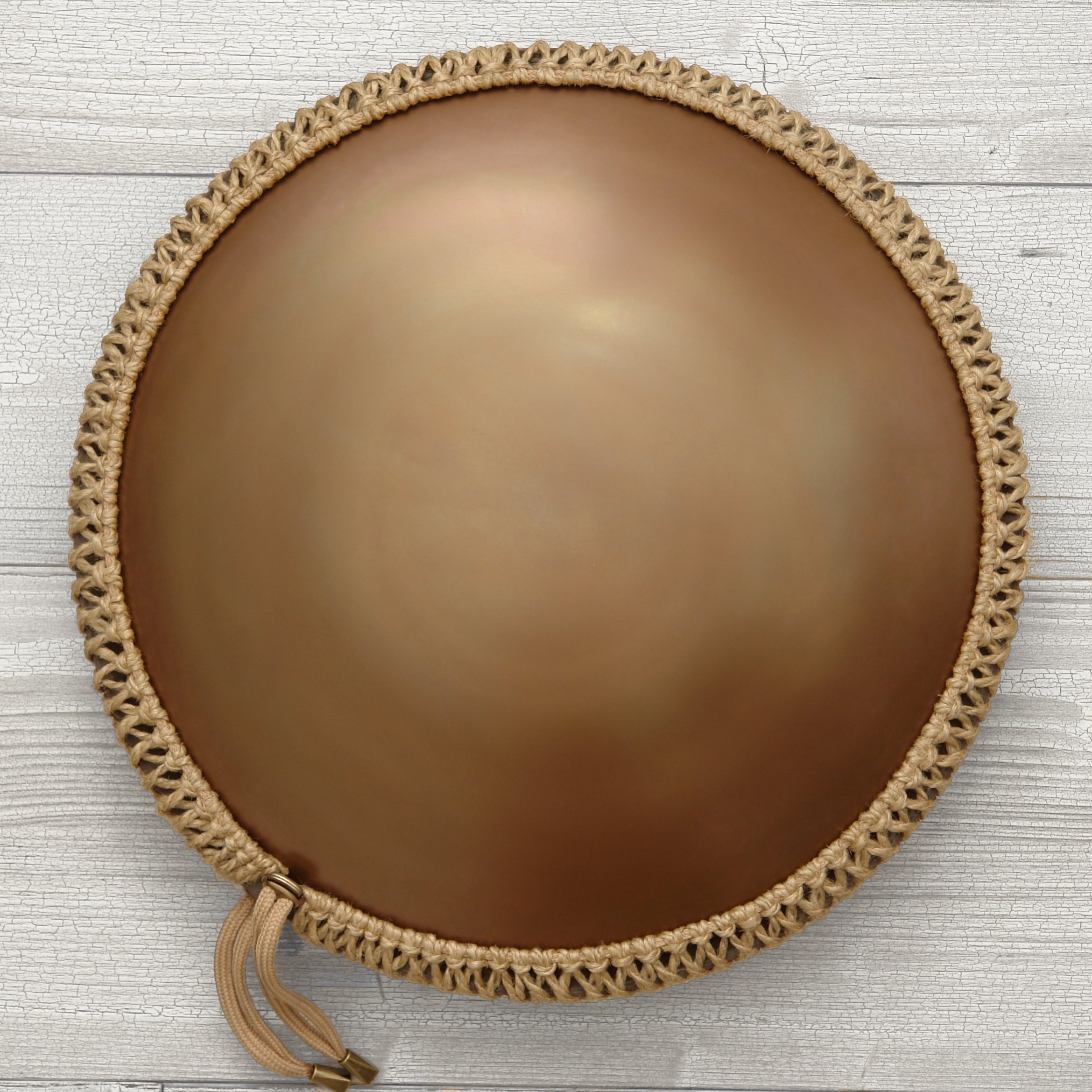 GUDA DRUM Freezbee with Soft Brown Rope Decoration