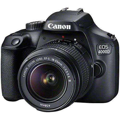 Canon EOS 4000D / Rebel T100 DSLR Camera with 18-55mm Lens + Sandisk Extreme Pro 64GB Card + Creative Filters + EOS Camera Bag + 6AVE Cleaning Set, More (International Model) (Renewed)