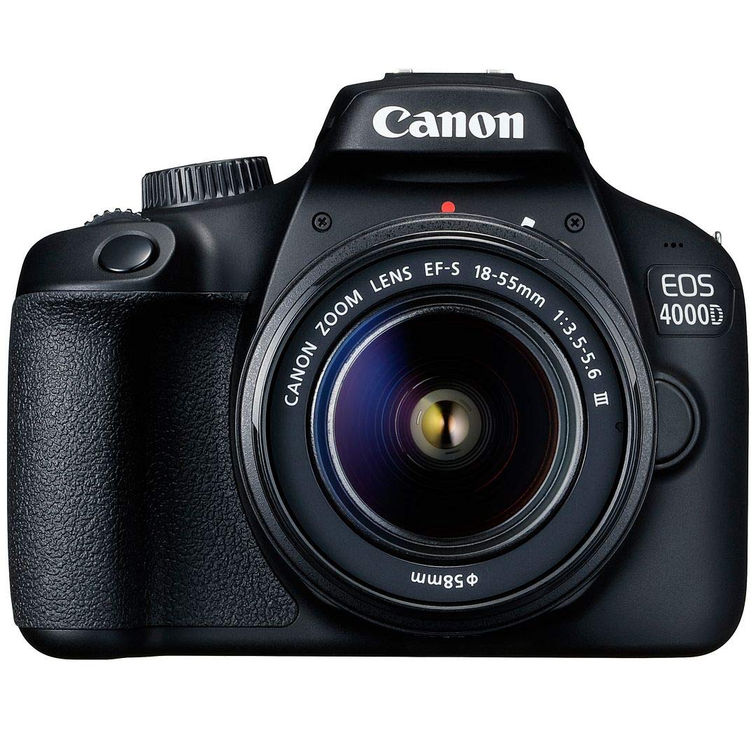 Canon EOS 4000D (Rebel T100) DSLR Camera 18-55mm Zoom Lens + ZeeTech Accessory Bundle with SanDisk 128GB Memory Card, Bag, Tripod and UV Filter (Renewed)