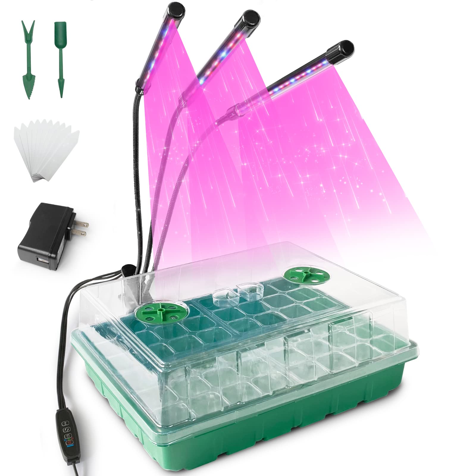 AUPETEK Seed Starter Kit with Grow Light & Humidity Domes, 48 Cell Trays Seed Germination Station Plant Propagation Kit