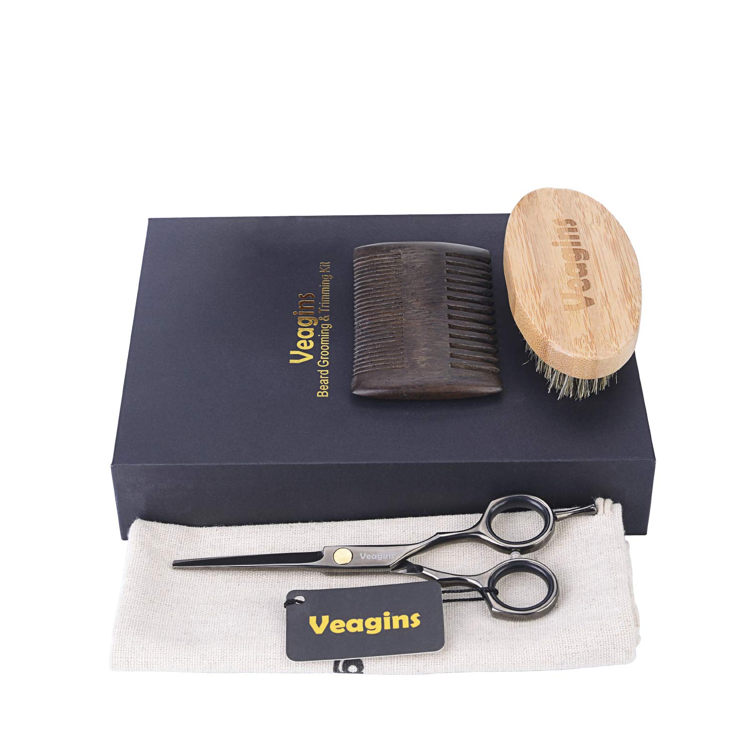 Beard Care Gift Kit for Men Dad Husband, VEAGINS Beard Grooming Kit, Professional Beard Trimming Set with Beard Comb Brush Scissors
