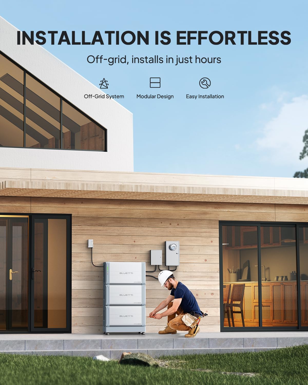 BLUETTI Home Energy Storage System EP800&2 B500 Expansion Battery with 7600W Inverter, 9.9KWh LiFePO4 Battery Backup, 120V/240V Dual Voltage Modular Power System for Home Backup, Off-Grid, Emergency