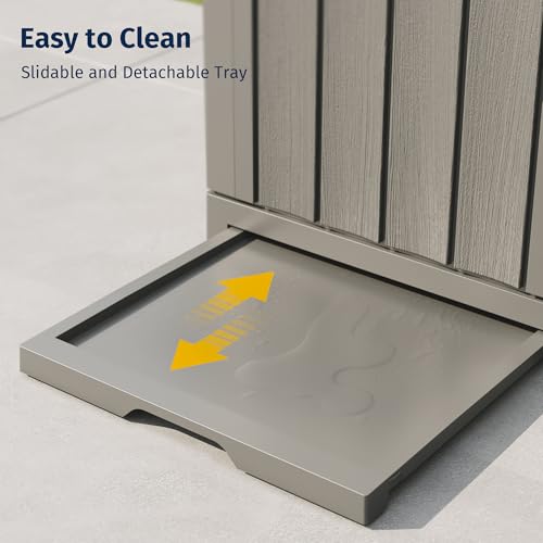 EAST OAK 62 Gallon Outdoor Trash Can, Waterproof Resin Garbage Can with Garbage Sorting Boards, Lid and Tray, Outdoor Waste Bin for Patio, Kitchen, Backyard, Deck, Gray