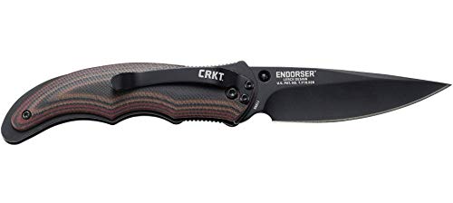 CRKT Endorser EDC Folding Pocket Knife: Assisted Opening Everyday Carry, Black Blade, Thumb Stud, Liner Lock, Two Tone G10 Handle, Pocket Clip 1105K