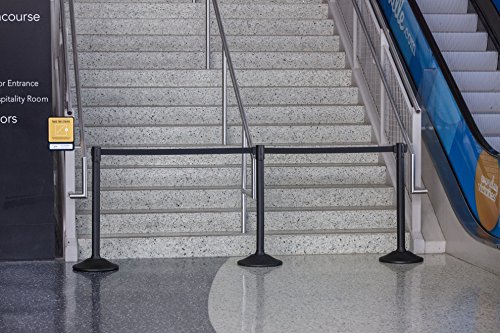 US Weight - U2000 Sentry Stanchion with 6.5 Foot Retractable Belt β Easy Connect Assembly (2-Pack), Black