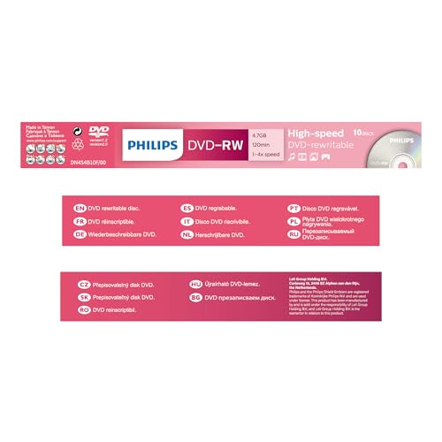 Philips DVD-RW 4.7GB Data/120 Min Video, 4X Speed Recording 10er Spindel
