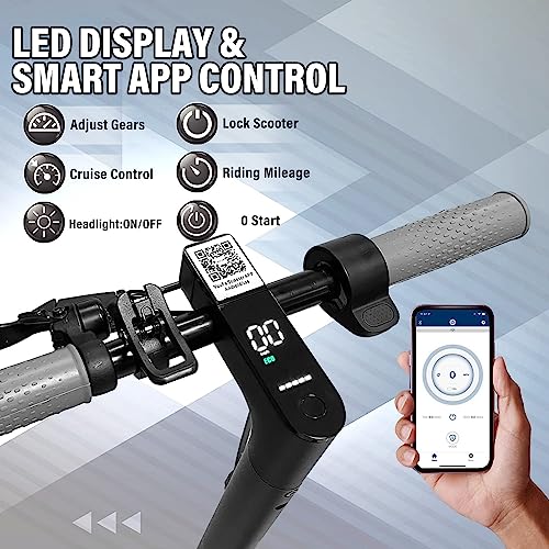 Electric Scooter for Adults with 350W Motor Up to 19 Mph & 19-21 Miles Long Range, 8.5β Solid Tires and E-ABS, Foldable Commuter Scooter with LED Display