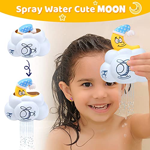Bath Toys for Toddlers, 3 Pcs Baby Bath Toys - Wind-up Fish Bathtub Set, Spray Water Cloud & Hand-Pull Whale - Water Gun Bath Birthday Gifts for Kids