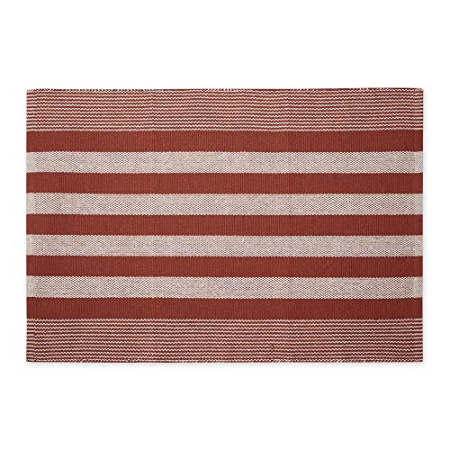 DII Woven Rag Rug Collection Recycled Yarn Cabana Stripe, 2x3', Cinnamon