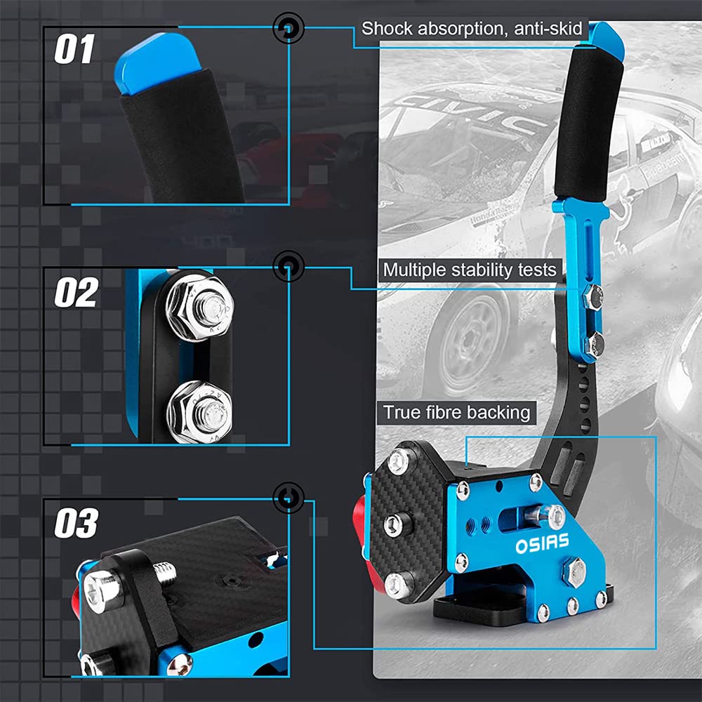 OSIAS USB handbrake,64Bit PC USB Handbrake SIM for Racing Games T500 G25/G27/G29 FANATECOSW Dirt Rally Simulation Performance handbrake (blue With Cla