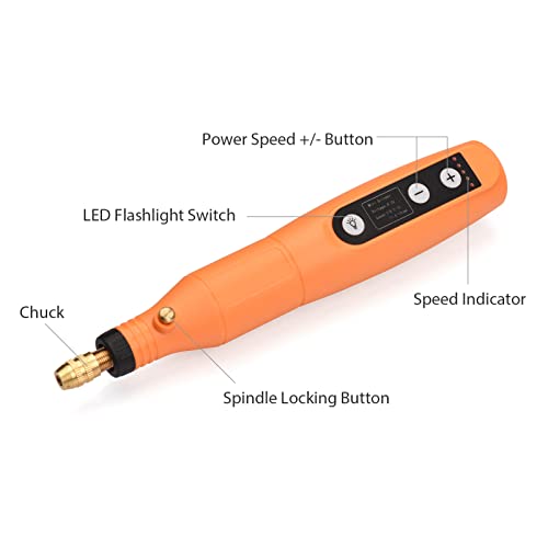 Cordless Rotary Tool, Geevorks 4.2V Rotary Tool Kit 5-Speed with 56 Accessories, Mini Electric Grinder Tool with LED Light for Cutting Sanding Engraving Polishing & DIY, USB Charging