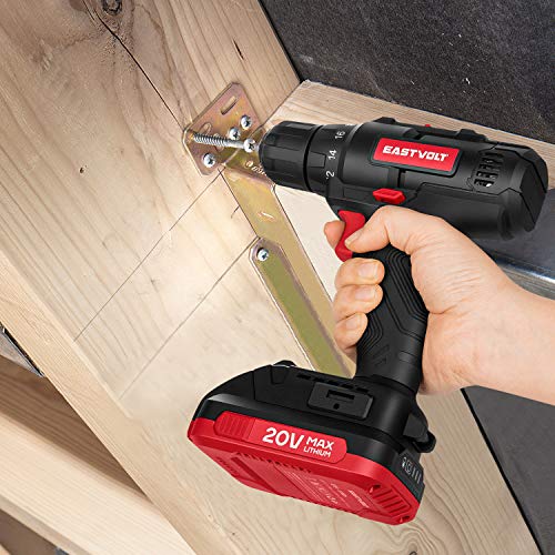 Eastvolt 20V Max Cordless Power Drill Driver Kit & Home Tool Kit, Max 310in.lbs. 18+1 PoisitionTorque Drill For Metal, Wood, Plastics, 168 Pieces tool with case For General Household (EVCD168S)