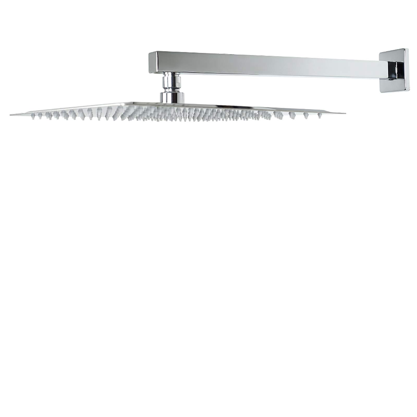 HarJue Shower Head with Extension Arm, High Pressure Square Shower Head with ShowerArm, Stainless Steel Rainfall Showerhead-Waterfall Full Body Coverage (12'' ShowerHead with 16'' Arm, Chrome)