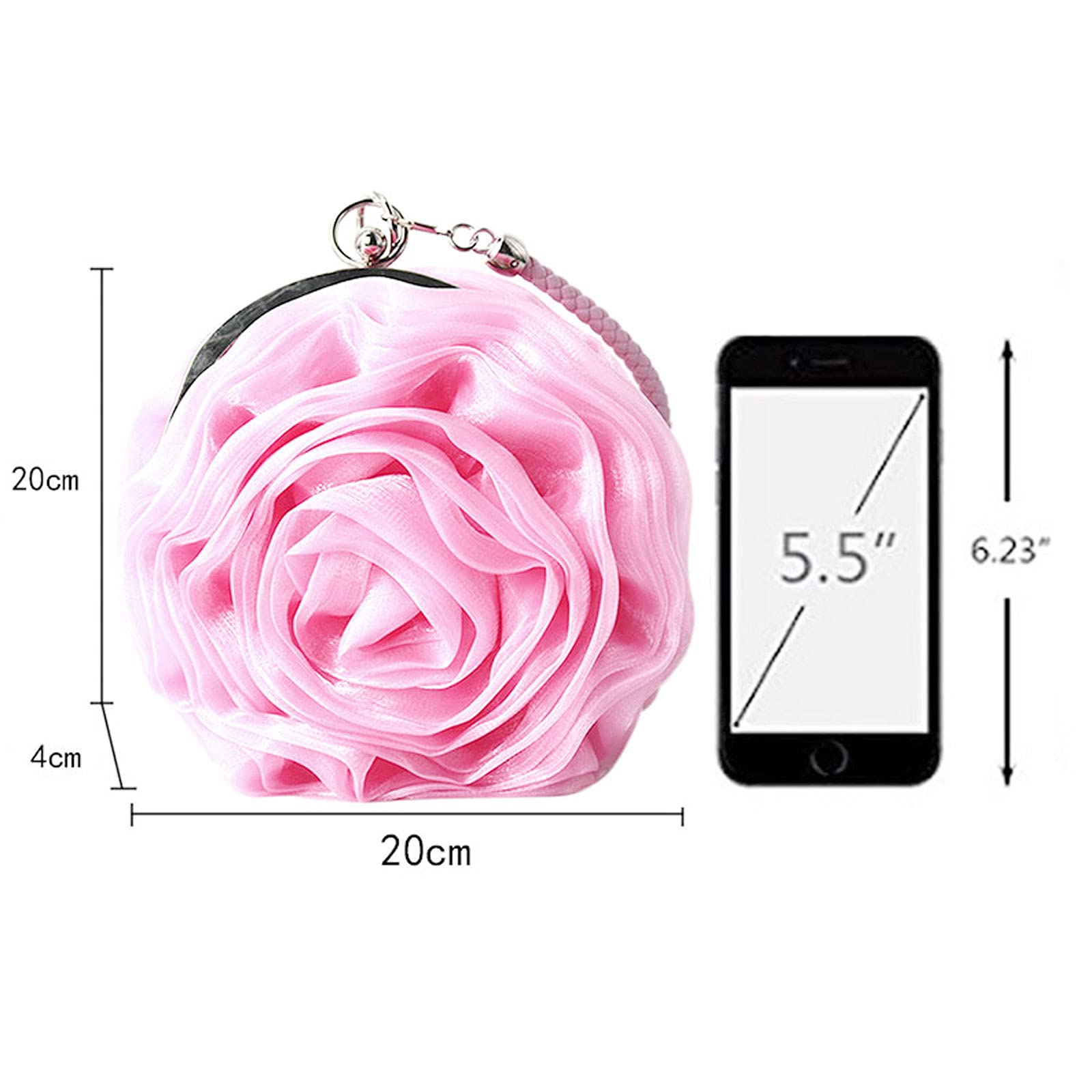 Mily Womens Satin Evening Bag Flower Shaped Wristlet (A-Pink)