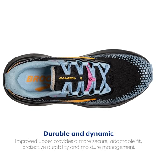 Brooks Women’s Caldera 6 Trail Running Shoe - Black/Blue/Yellow - 8 Medium