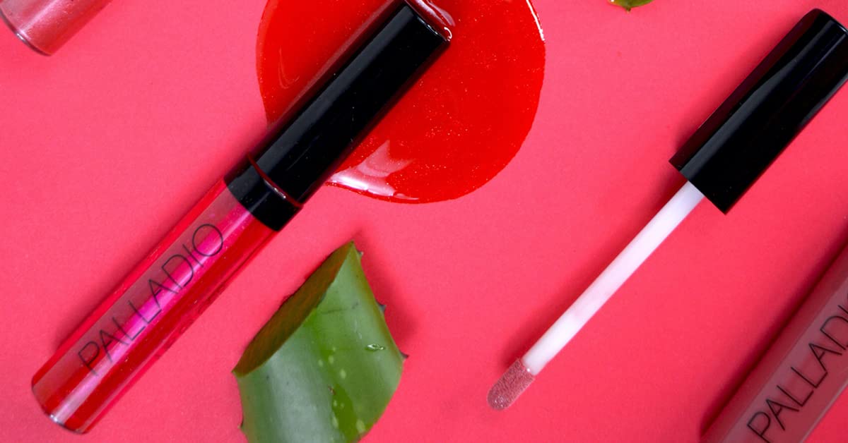 Palladio Lip Gloss, Non-Sticky Lip Gloss, Contains Vitamin E and Aloe, Offers Intense Color and Moisturization, Minimizes Lip Wrinkles, Softens Lips with Beautiful Shiny Finish, Pink Pearl