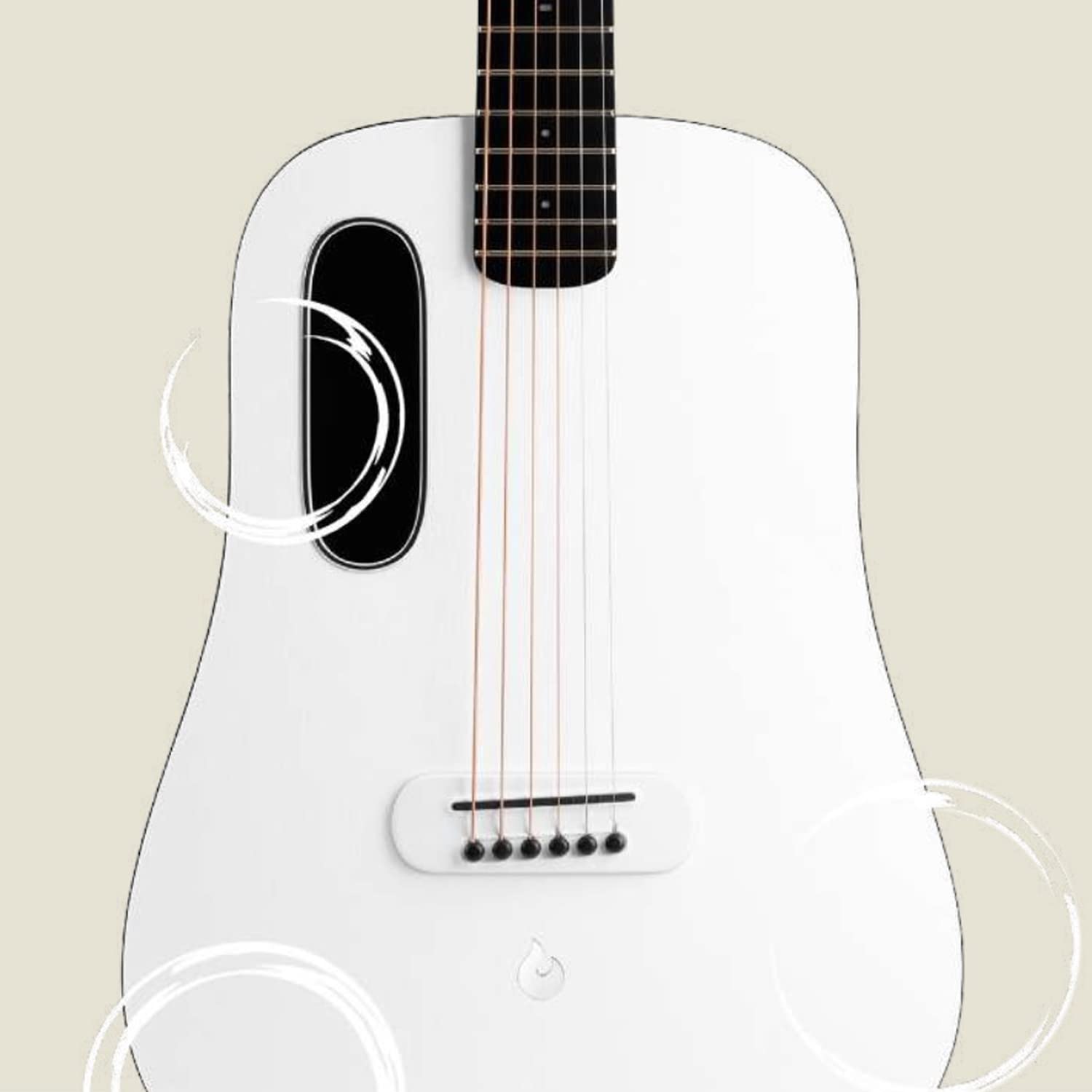 BLUE LAVA Original 36" Frost White Guitar for Right Handers | 4-MASS Technology | LIte Bag Multi-touch Display Integrated with HILAVA OS & Loops App Bundle with HogoR Guitar Pick
