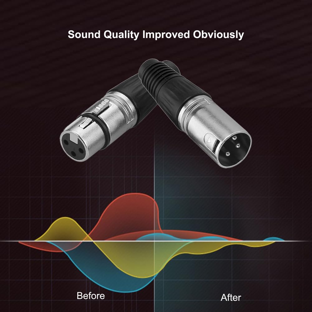 Eightnoo 2 Male + 2 Female 3 Pin XLR Solder Type Microphone Line Plug Connector Mic Audio Socket (Pack of 4)